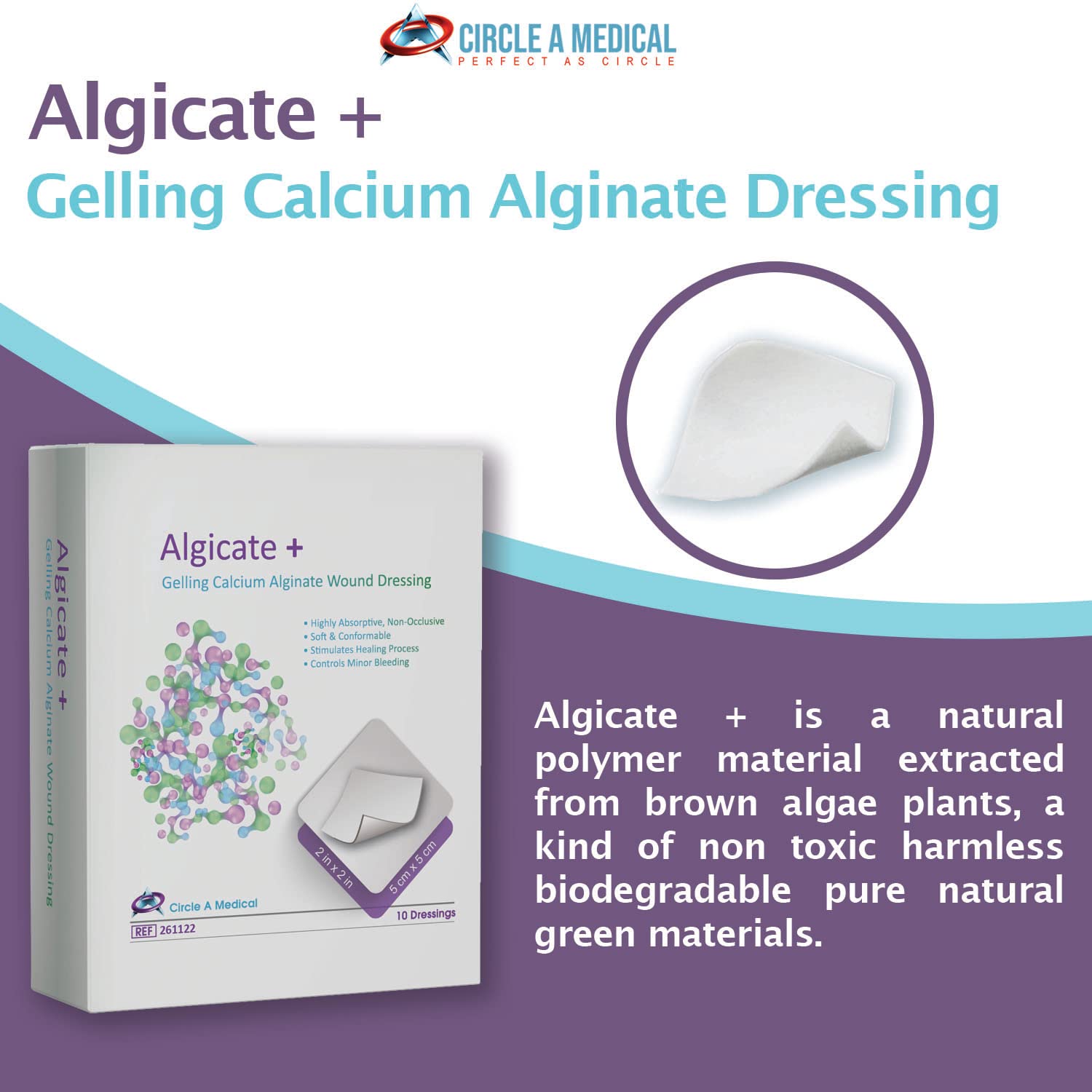 Algicate + Gelling Calcium Alginate Wound Dressing Sterile (2" x 2")