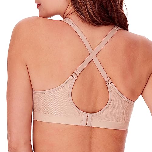 Bali Womens Comfort Revolution Wireless Bra, Full-coverage Wirefree Cool Fabric Full Coverage Bra, Almond Zag, 36B US