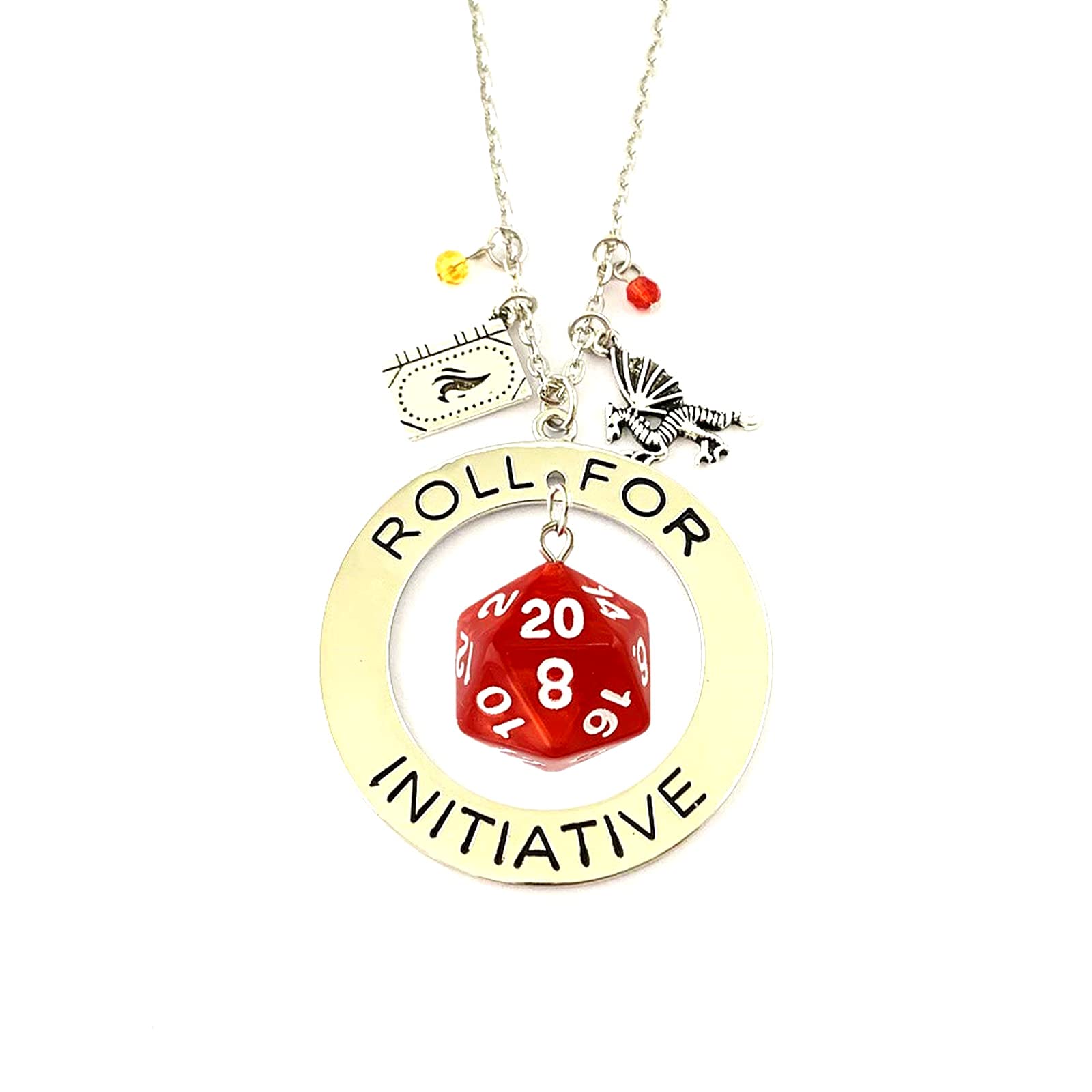 FJCPHAHA Roll for Initiative Game Dunge RPG TTRPG Polyhedral Dragons Master necklace D4-D20 20-Sides Die Dice Critical Tabletop Role Playing Game Roleplaying DM GM Necklace