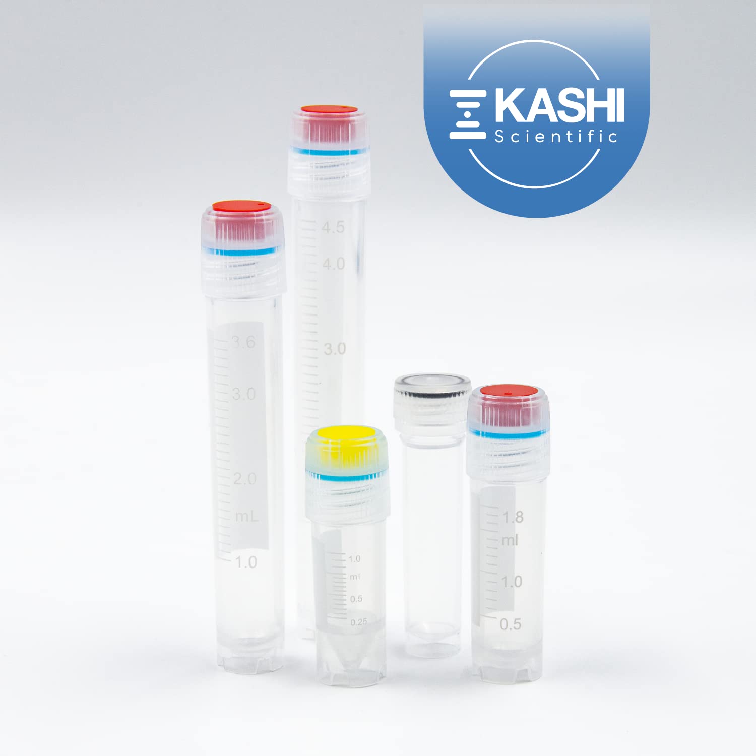 Kashi Scientific Screw Cap 1mL Cryovials with External Thread Cap - Self Standing Cryogenic Vial, Washer Silicone O-Ring, Cryogenic Tubes with Leak Resistance, Pack of 100 Cryo Tubes