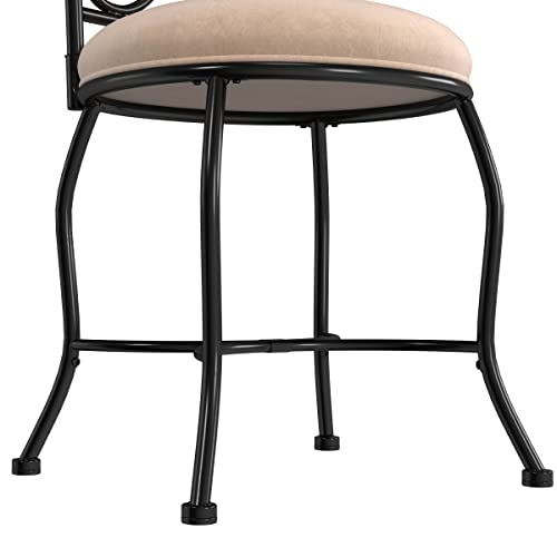 Hillsdale Furniture Sparta Vanity Stool, black with gold highlighted accents