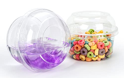 GOLDEN APPLE, 12oz. Ultra Clear Recycled PET Plastic Round Deli Container and Dome Lid Combo - 20sets