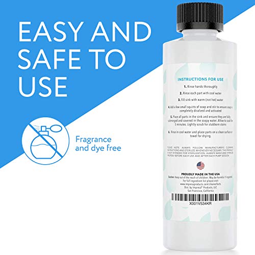 IMPRESA [2 Pack] Breast Milk Removal Soap - Clean Your Breast Pump Parts, Bottles, Nipples and Nursing Apparel Quick – Made In USA – No Fragrances or Dyes - 16 Total Ounces