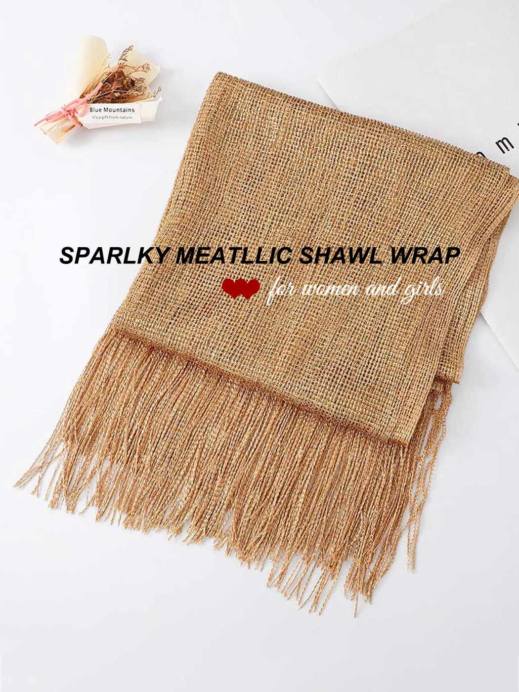 Aukmla Shawls and Wraps for Evening Dresses Party Scarf with Crystal Buckle Weddings Accessories for Bride and Bridesmaids (Gold)