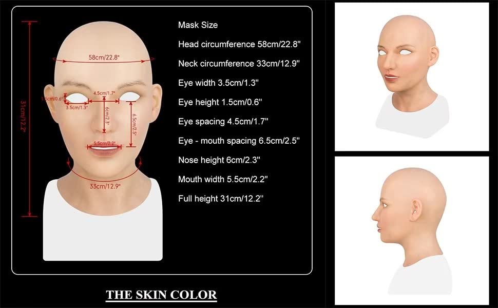 GOSHIMER Alice Silicone Female Mask Halloween Headwear Mask For Crossdressers Cosplay Crossdressing