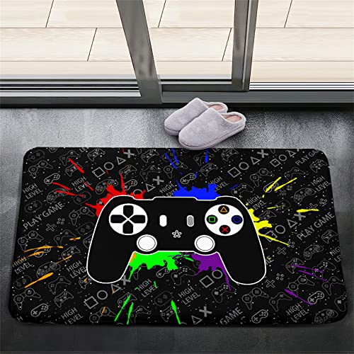Gaming Carpets for Boys Teens Black Video Games Area Rugs 3D Printed Player Gamer Room Decor Floor Mat Door Mats Home Runner Rug Carpet for Bedroom Indoor Outdoor Throw Rugs Yoga Mat 35"x 23"