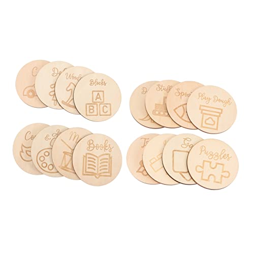 LIFKOME 16pcs Removable Labels Kids Baskets Wood Tags Kids Storage Organizer for Labels for Home Décor Wooden Round Circle for Home Decoration Wooden Round Circle Decoration Crafts