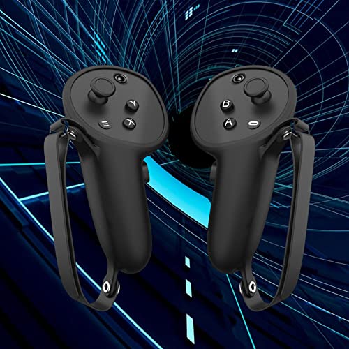 balikha 2Pcs Controller Protective Cover Anti Shock Soft Silicone with Adjustable Hand Strap Anti Slip Handle Protector Case for, Black