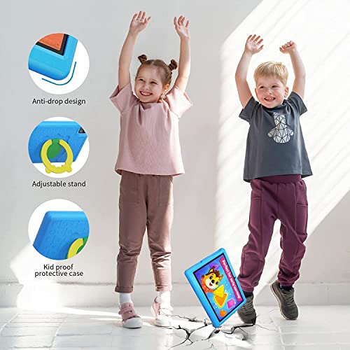 HiGrace Kids Tablet 10 inch, Android 12 Quad core Tablet for Kids (Ages 3-12), 5000mAh, 32GB ROM, Dual Camera, WiFi, Parental Control, Kid-Proof Case-Blue