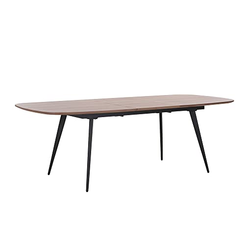 EASYTOUR Extendable Dining Table, 8-Person Mid Century Kitchen Table, Wooden Oval Extension Dinner Table with Sturdy Metal Frame, Space Saving, Easy Assembly, 90โx41โx29.3โ (Brown)