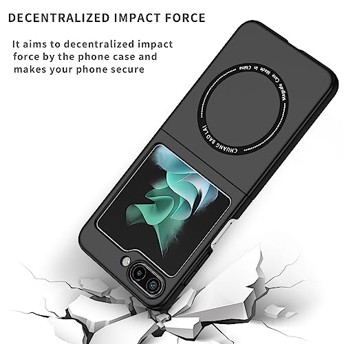 HikerClub Magnetic Case for Samsung Galaxy Z Flip5 6.7" (2023), Compatible with Mag Safe, Supports Wireless Charging, Anti-Scratch Shockproof Case, Slim Lightweight Case for Samsung Z flip 5, Black