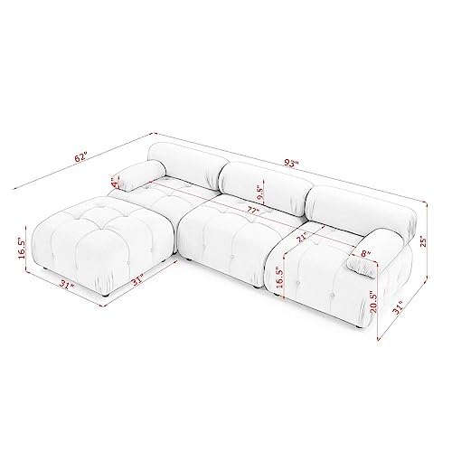 Beyetsea Cloud Modular Sectional Sofa,Cloud Modern Pink Velvet Plush Sectional Sofas Couch Modernos para Sala 2024 Bubble Couches for Living Room Bedroom Apartment (Pink Velvet )