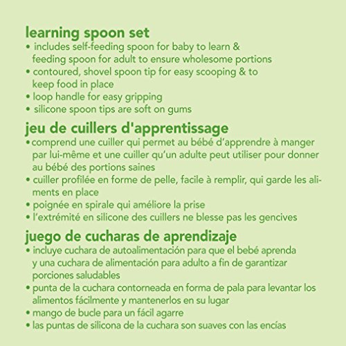 green sprouts Learning Spoon Set | Parent feeds while baby learns | Includes self-feeding spoon for baby to learn & feeding spoon for adult, 2 Piece Set