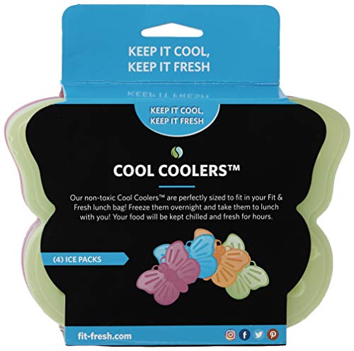 Fit & Fressh Shaped Slim Ice Packs, Colorful & Reusable, Perfect for Kids Insulated Lunch Bag, Bento Box, & More, Butterfly