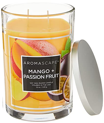 Aromascape PT41924 2-Wick Scented Jar Candle, Mango & Passion Fruit, 19-Ounce, Orange