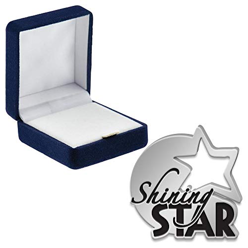 Crown Awards Silver Shining Star Pins, Silver Shining Star Pin with Blue Velvet Presentation Case, 30 Pack, Prime