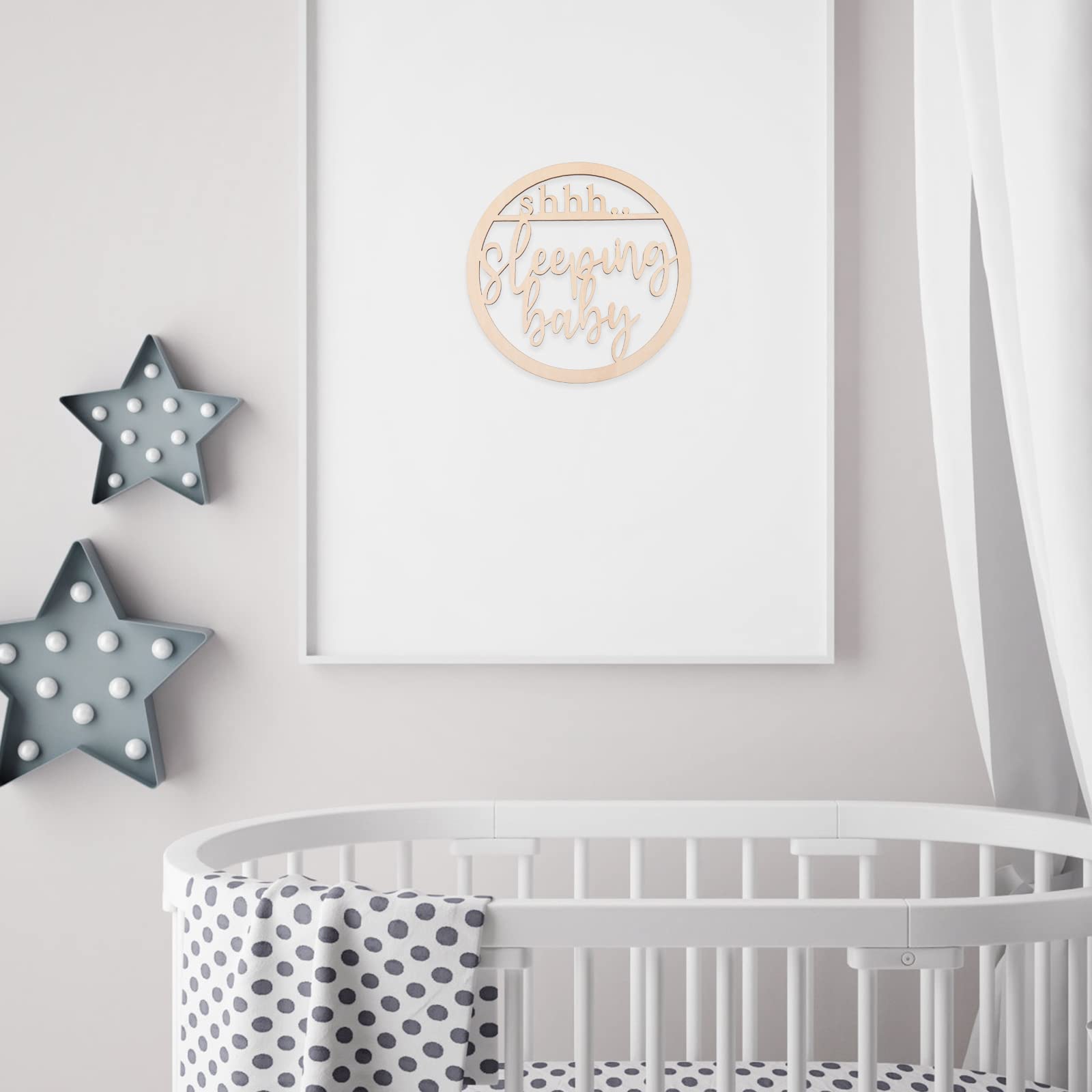 Baby Sleeping Front Door Sign Hollow Out Wooden Hanger Baby Room Hanging Sign