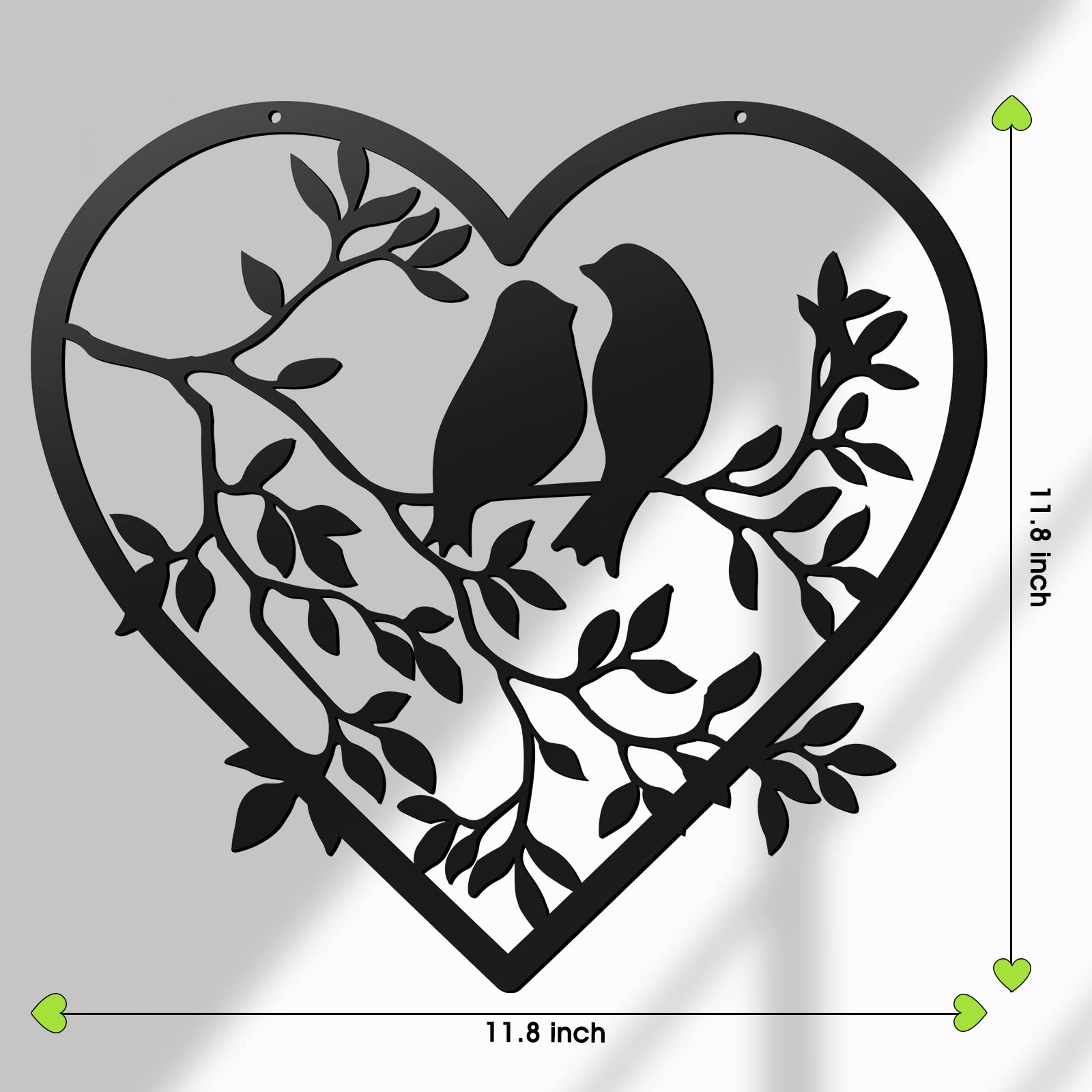 Moxweyeni Metal Bird Wall Art Decor, Birds on a Branch, 30 x 28 cm, Black, Wall Panel, for Living Room, Bathroom, Kitchen, Bedroom, Office, Modern, Unframed
