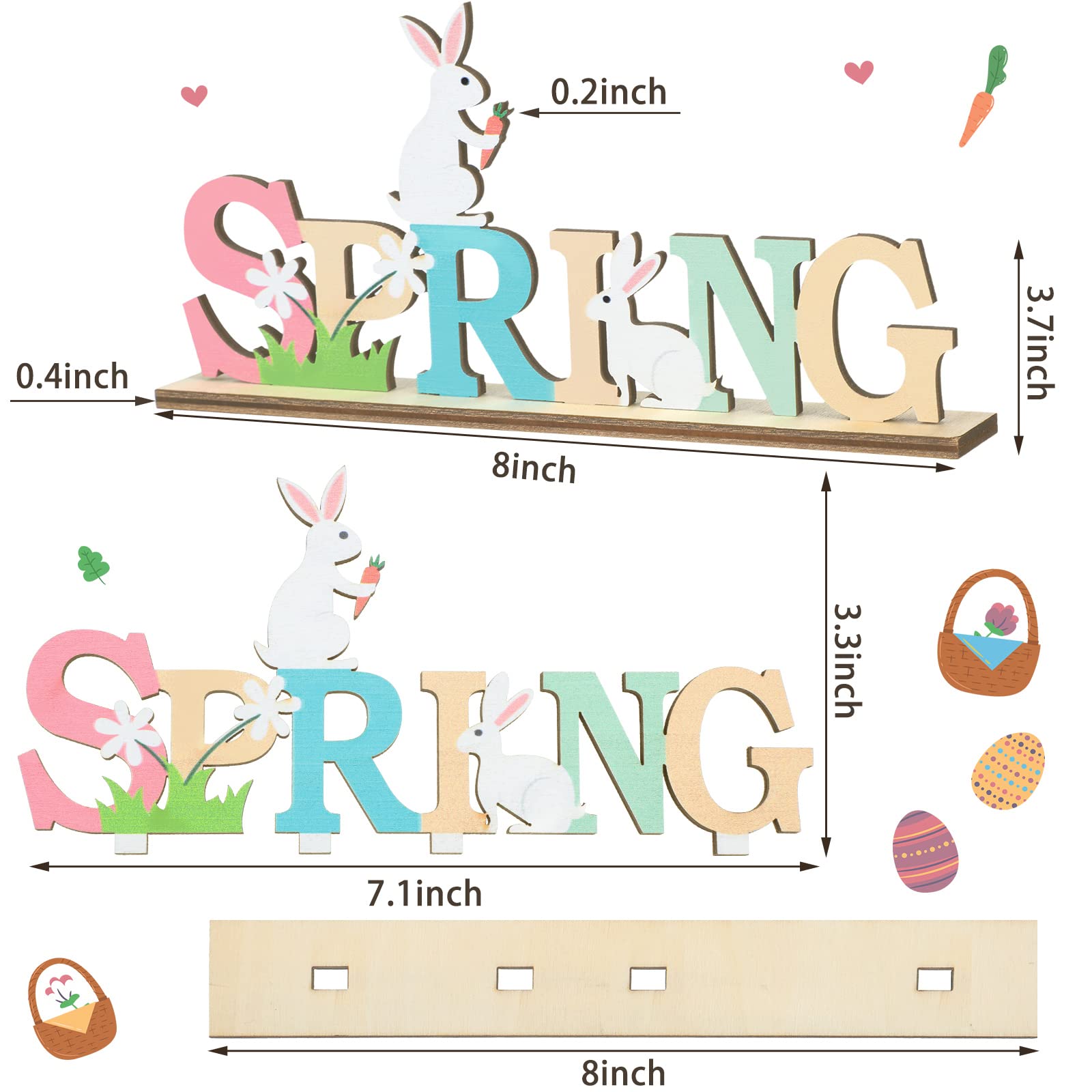 Jetec Easter Decorations Spring Bunny Tabletopper Bunny Rejoice Easter Egg Centerpiece Easter Figurines Tabletopper Ornaments for Spring Easter Indoor Outdoor Garden Yard Lawn Patio Party Decoration