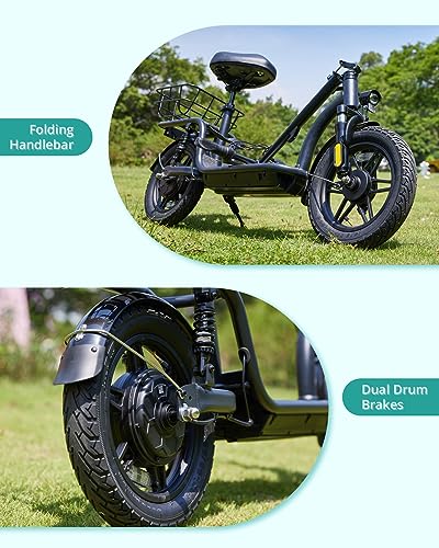 Gotrax FLEX ULTRA Electric Scooter with Seat for Adult Commuter,25 Miles Range&20Mph Power by 500W Motor, Folding Scooter with 14" Pneumatic Tire&Comfortable Wider Deck, E-Bike with Carry Basket Black