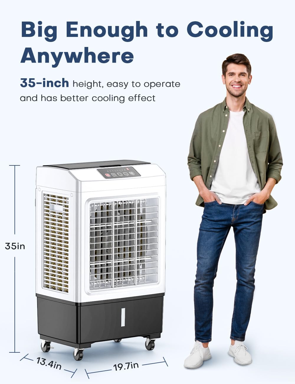 BALKO Evaporative Air Cooler, 2100CFM Windowless Air Conditioner w/7H Timer & Remote, 7H Timer & Remote, Portable for Room Garage Patio Black