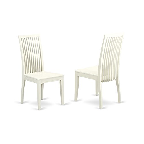 East West Furniture ANIP5-LWH-W 5 Piece Modern Set Includes a Round Kitchen Table with Pedestal and 4 Dining Room Chairs, 36x36 Inch, Linen White