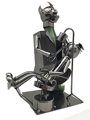 Metal Dentist with Patient Wine Bottle Holder Character