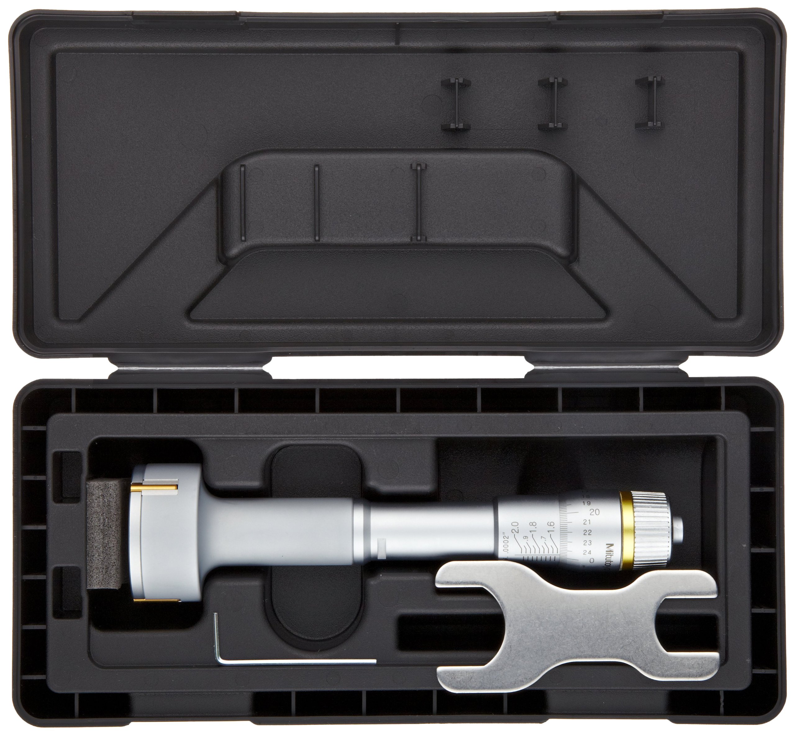 Mitutoyo 368-277 Holtest Vernier Inside Micrometer, Three-Point, 7-8" Range, 0.0002" Graduation, +/-0.00025" Accuracy