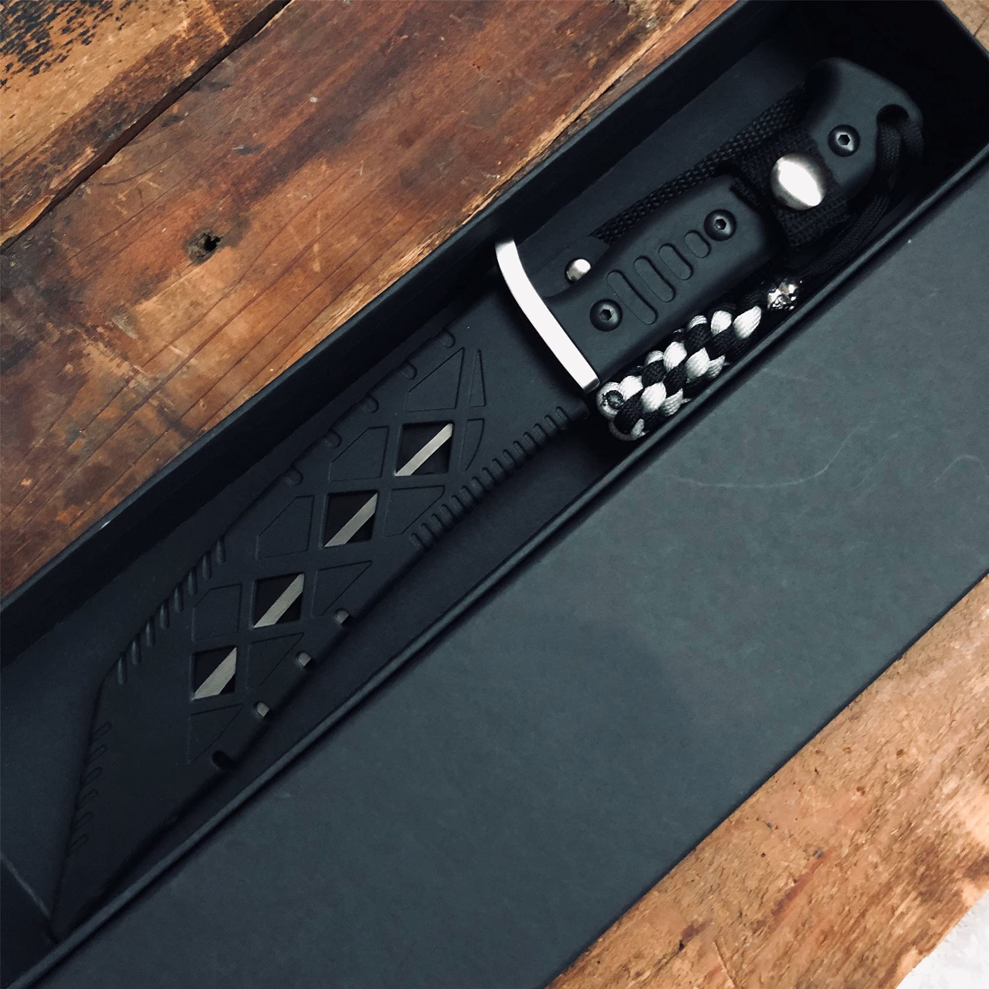 AULAKNIV 12 Inch Heavy Outdoor Tactical Survival Hunting Knife - Katana Samurai Tanto, Camping Fixed Blade Knives with Sheath
