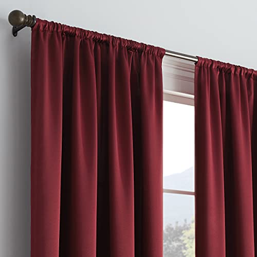ECLIPSE Solid Thermapanel Modern Room Darkening Rod Pocket Window Curtain for Bedroom (1 Panel), 54" x 54", Merlot