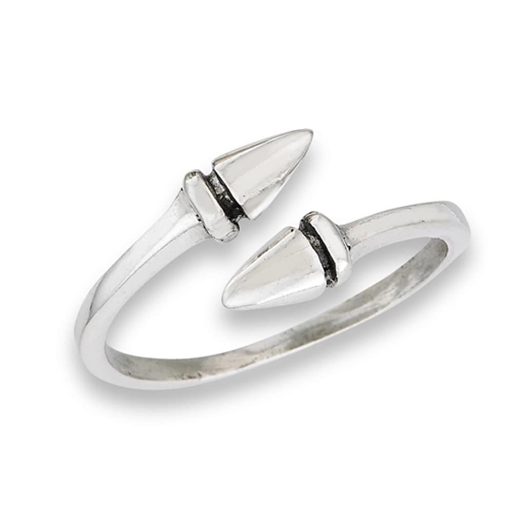 Arrow Head Modern Spike Spoon Wrap Ring New .925 Sterling Silver Band Size 9