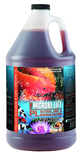MICROBE-LIFT PL Pond Bacteria and Outdoor Water Garden Cleaner, Safe for Live Koi Fish, Plant Life, and Decor (1 Gallon)