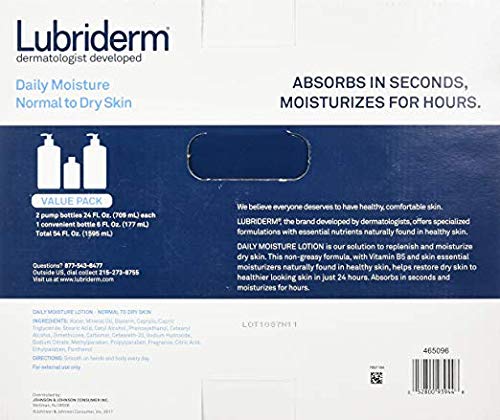 Lubriderm Dermatologist Daily Moisture Lotion for Normal to Dry Skin 3 Pack Value Pack