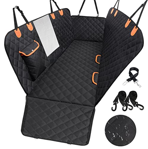 EasyHaWei Dog Car Seat Cover for Back Seat 600D Scratchproof Nonslip Durable Waterproof Cars Pet Backseat Covers with Mesh Window Dogs Hammock for CarďźSUV, Truck (54" W x 58" L)