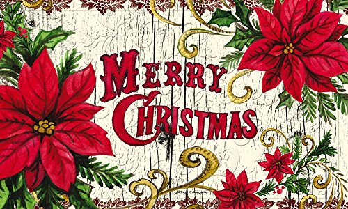 Evergreen Garden Poinsettia Floor Embossed Door Mat, Multicolor