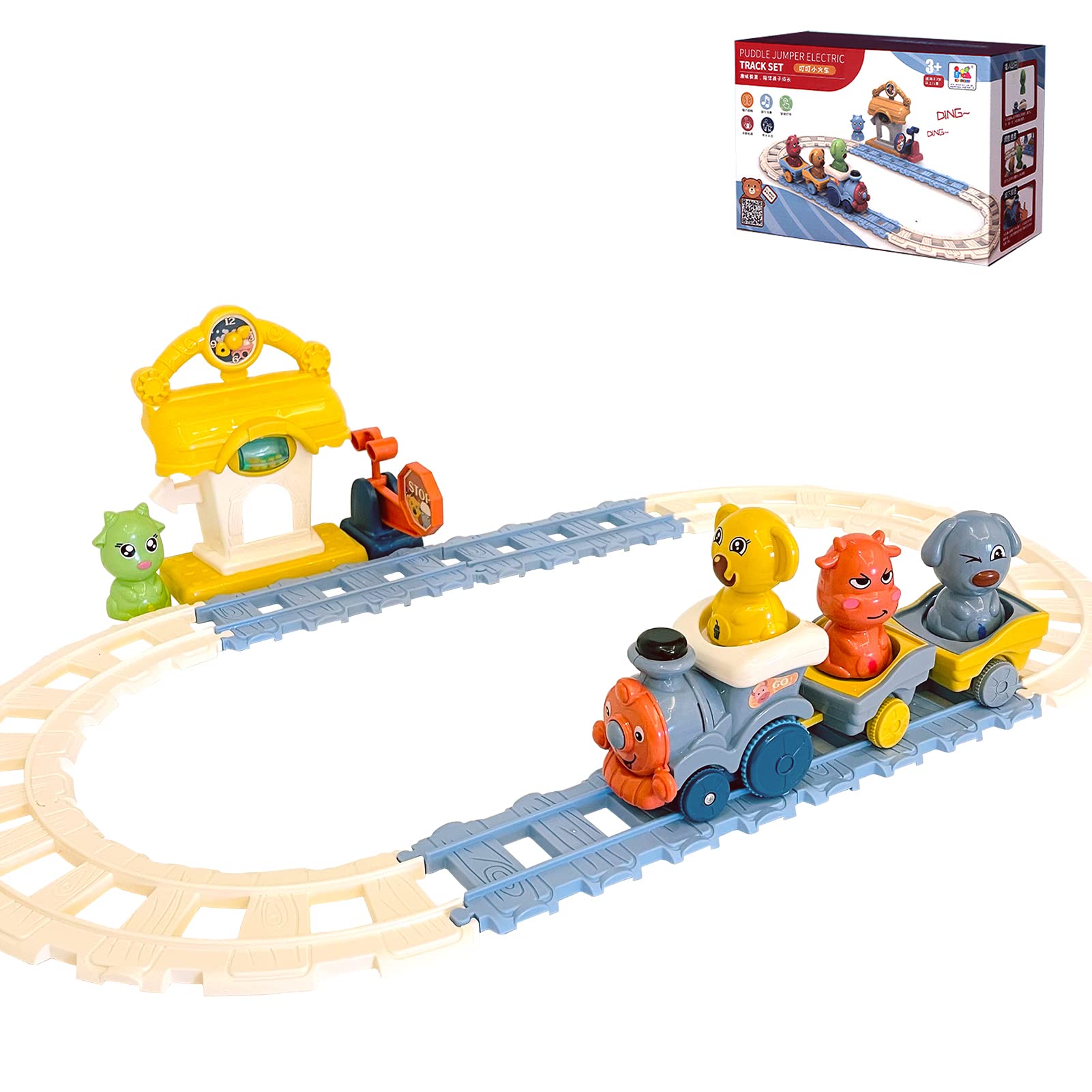Musical Train Track Set Toys for Toddler 3yrs Old Electric Animal Train Toy Birthday Gift for 3 4 5 6 7 Year Old Boys Toy for Boy Girl Kid Infant Gift