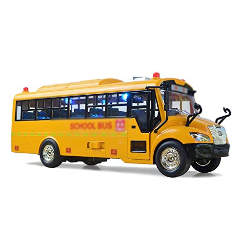 LZYDQP Diecast Yellow Bus Toy for Kids - Pull Back Car with Cool Opening Doors and Rubber Tires - Durable Diecast Metal - Birthday for Boys and Girls