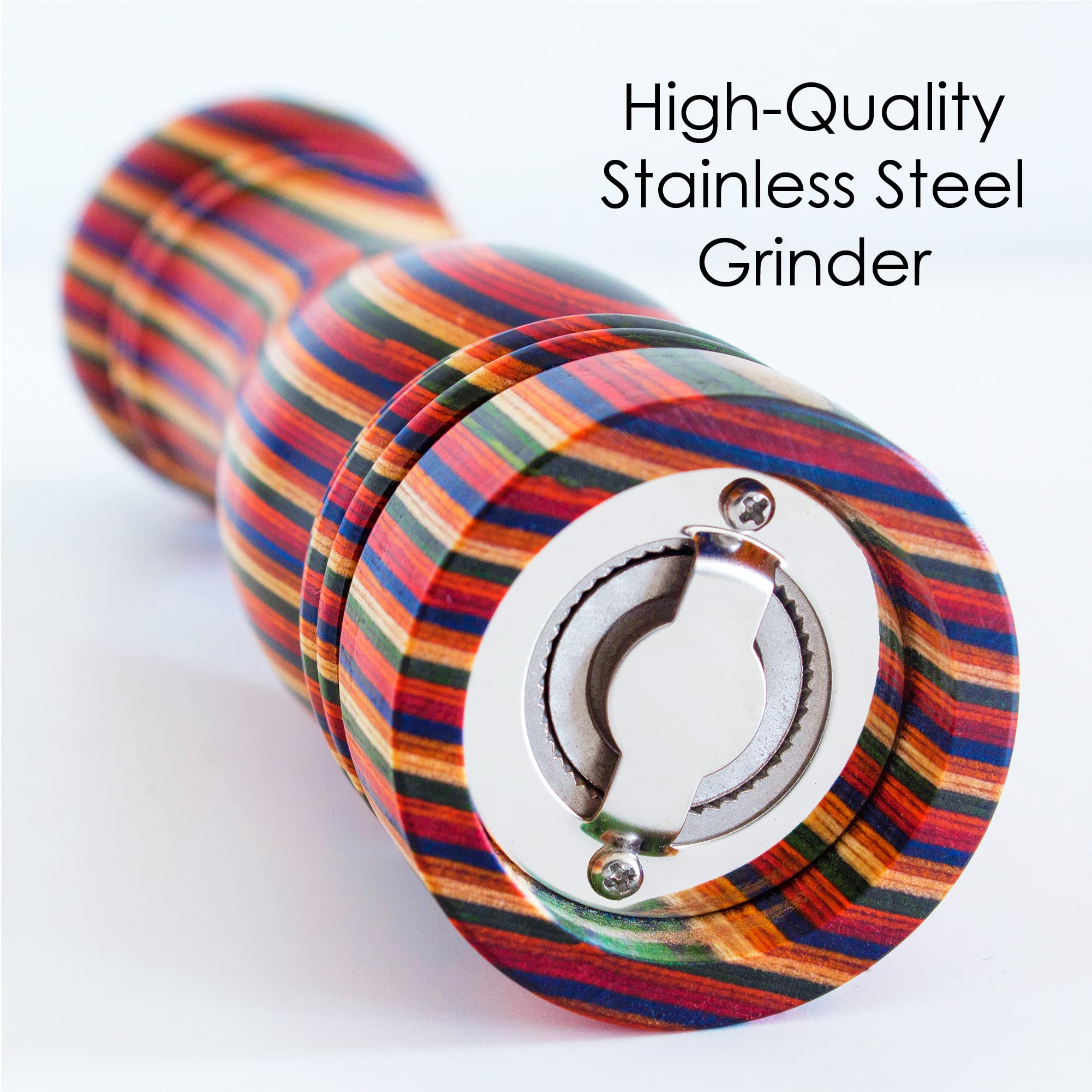 Baltique Marrakesh Collection Pepper Grinder, Wooden Refillable Spice and Pepper Mill for Cooking and Serving
