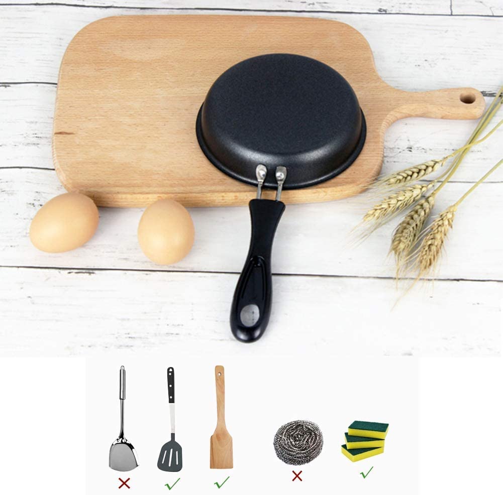 Demoyaya One Egg Frying Pan, Mini Induction Frying Eggs Pan, 4.7" Single Egg Durable Small Pan with Handle Heat Resistant Non Stick Pot, Portable Pan for Stove Gas Induction Hob