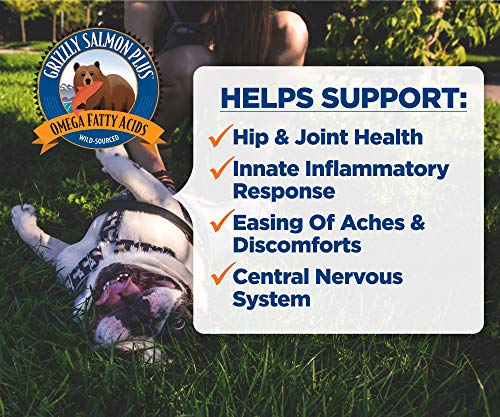 Grizzly Wild Alaskan Salmon Oil Dog Food Supplement Omega 3 Fatty Acids, 16 oz