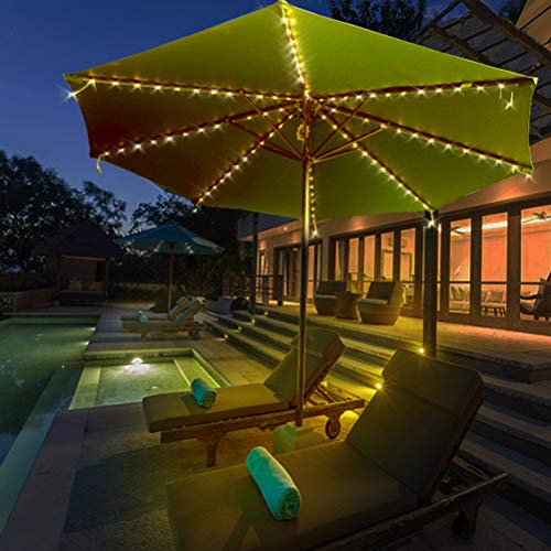 ibasenice Christmas Lights Decoration 72 LED Solar Umbrella Light String Outdoor Waterproof Parasol Light Strip Low Power Consumption Light Lamp for Home Garden Patio (Warm White)
