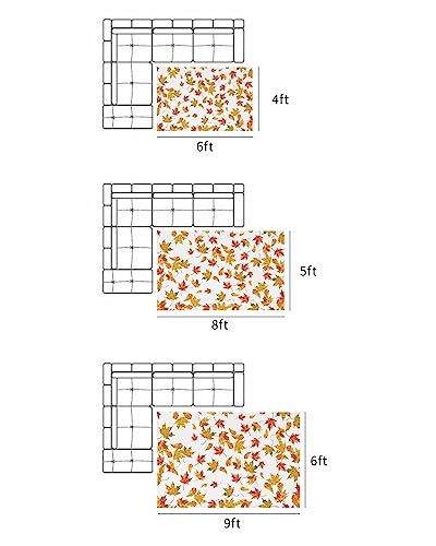 Fall Maple Leaf Outdoor Area Rug 4'x6',Patio Balcony Porch Front Door Camping Camper Deck Runner Rug,Washable Carpet Indoor Living Room/Kitchen,Hallway Floor Mat Thanksgiving Autumn Orange Leaves