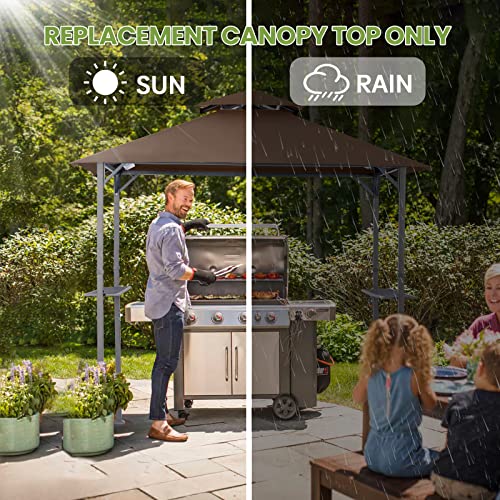Grill Gazebo Replacement Canopy Top Roof, EasyLee 5x8 Canopy Top Cover, Double Tiered BBQ Gazebo Cover, Fits for Gazebo Models L-GG001PST and L-GZ238PST(Khaki)