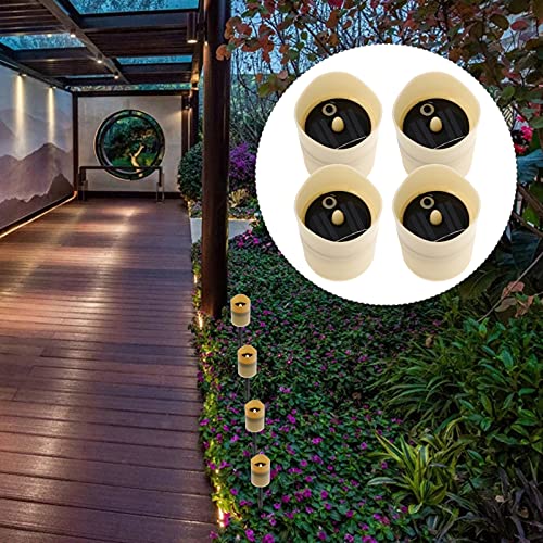 ibasenice Led Solar Tea Lights Flameless Tealight Candles Outdoor Lighting Night Light for Lantern Garden Camping and Home Decor 4pcs