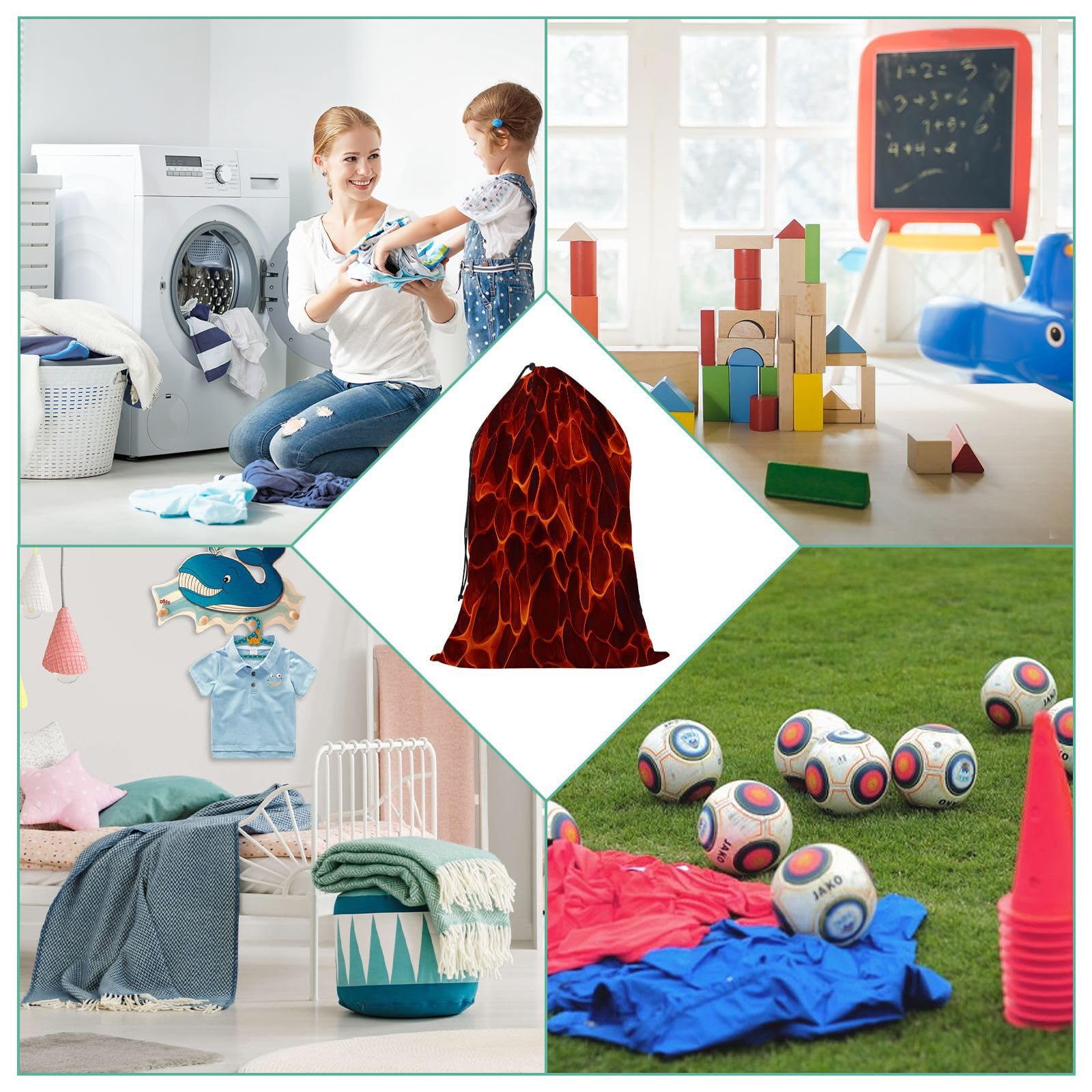 Blueangle Fire Animated Laundry Bag, Travel Laundry Bags for Dirty Clothes,Large Laundry Bags for Traveling Camp(31)