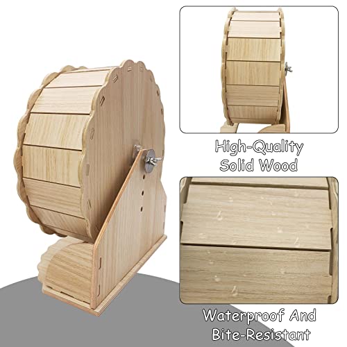 Hamiledyi Hamster Wheels Wooden Small Pets Exercise Wheel Silent Hamster Running Wheel Mouse Running Spinner Wheel for Gerbil Mice Guinea Pigs Dwarf Syrian Hamster (8.26in)