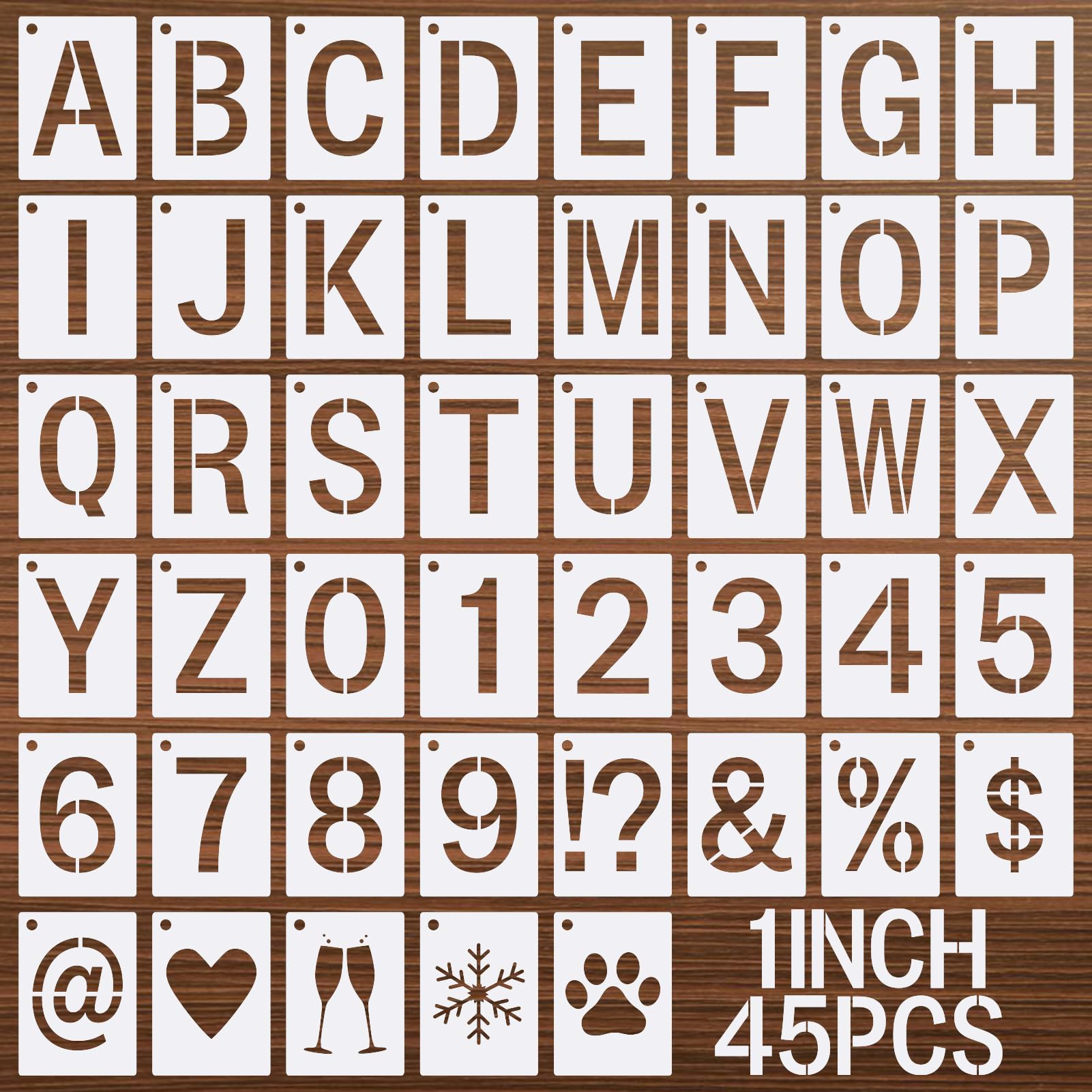 BAMIDELE 3 Inch Letter Stencils and Numbers, 45 Pcs Plastic Alphabet Stencils, Reusable Spray Paint Lettering Drawing Template for Painting on Wood, Wall, Fabric, Rock, Chalkboard, Signage