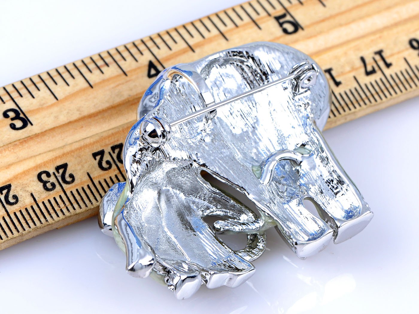 Alilang Crystal Sapphire Eyed Pearlescent Paint Elephants Pin Brooch