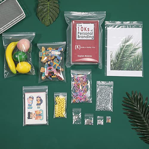 Foopama 200 PCS 1.5" x 1.5" Thick Small Clear Zip Poly Lock Plastic Bags Seal Reclosable Zip Bag Durable 2.4 Mil Jewelry Earrings Necklace Ring Coin Beads Pill Zipper Bags