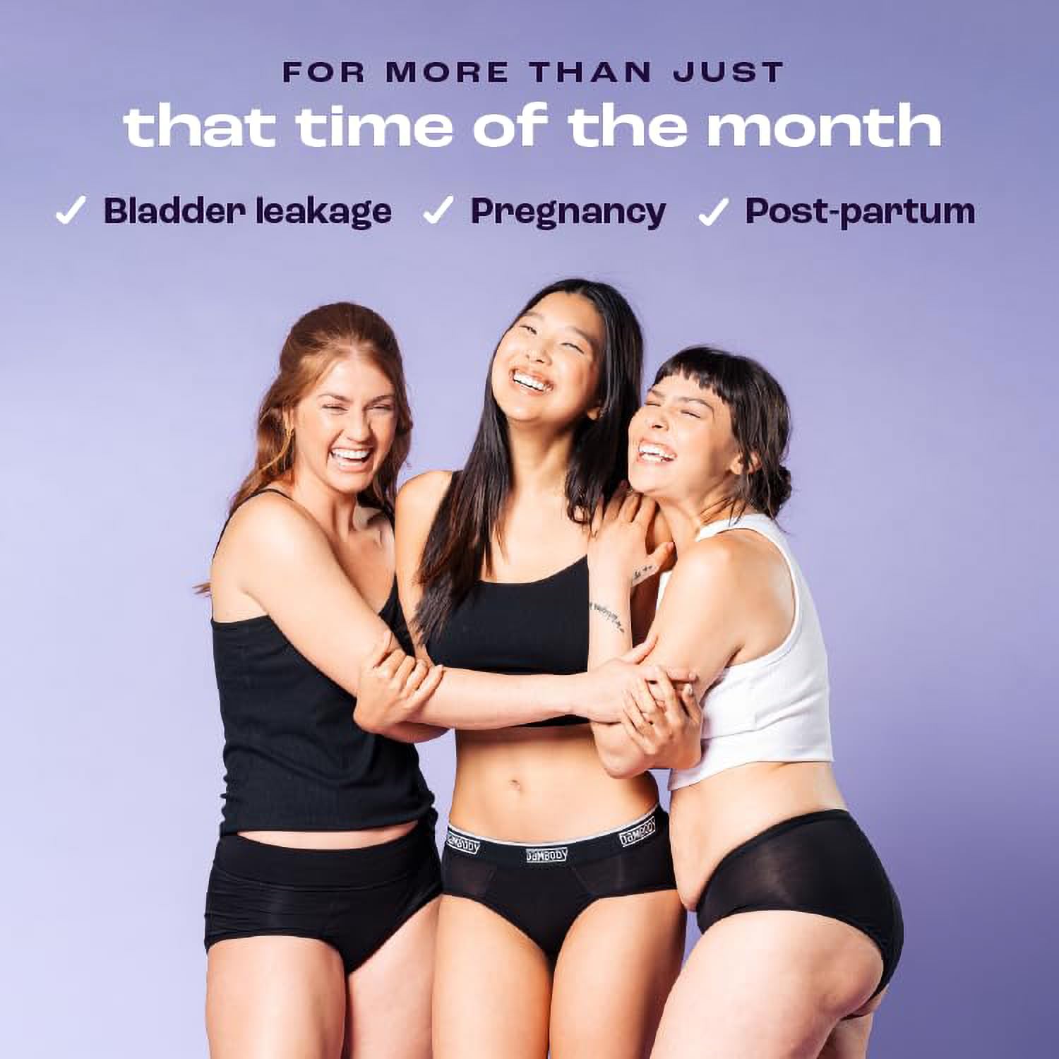 Bambody Absorbent Panty: Period Panties | Maternity and Postpartum Underwear - 3 Pack: Pink-Blue-Green - X-Large